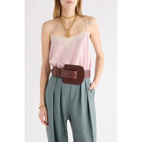 Chloé Drawstring Silk Crêpe De Chine & Lace Camisole