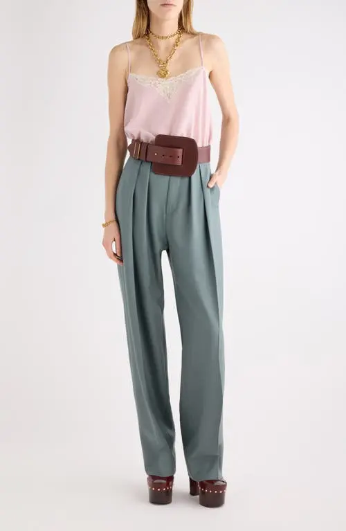 Chloé Drawstring Silk Crêpe De Chine & Lace Camisole