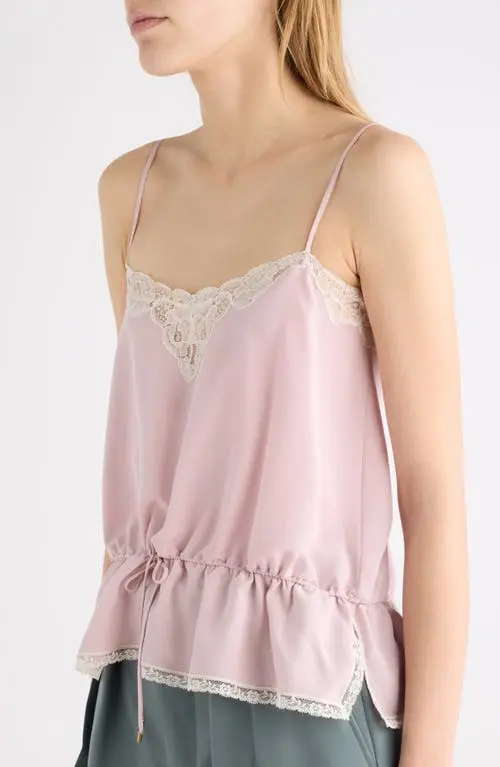 Chloé Drawstring Silk Crêpe De Chine & Lace Camisole