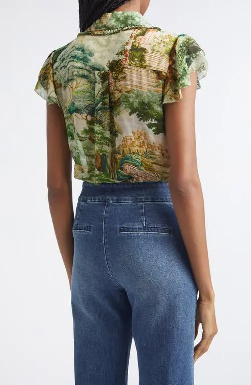 Alice + Olivia Martel Flutter Sleeve Shirt