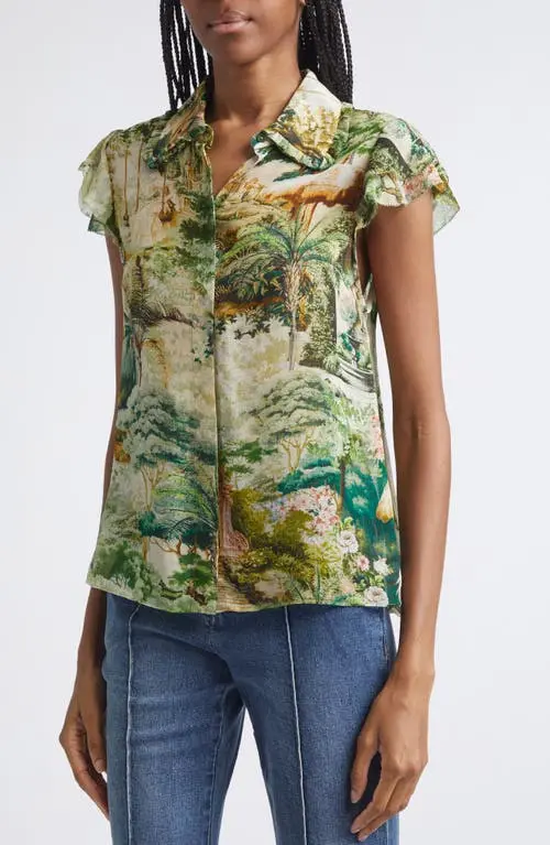 Alice + Olivia Martel Flutter Sleeve Shirt