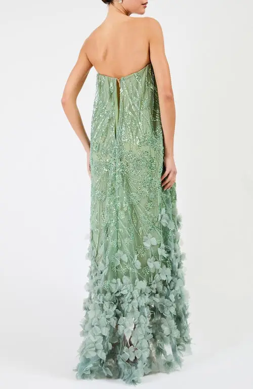 HELSI Alice Strapless 3d Floral Sequin High Low Gown