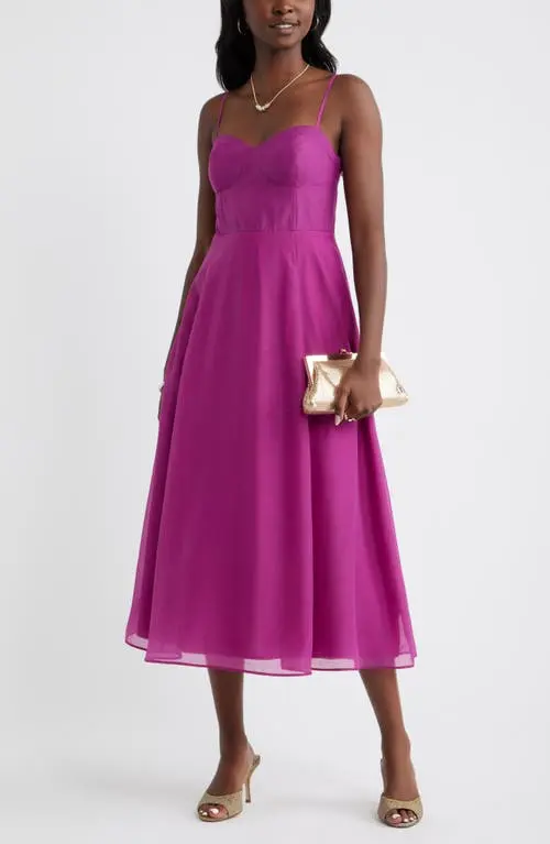 Chelsea28 Sweetheart Neck Fit-And-Flare Midi Dress - Purple Vintner