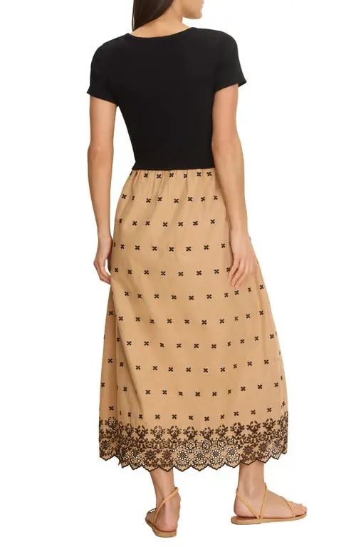 NIC+ZOE Hazel Mixed Media Embroidered Cotton Blend Dress