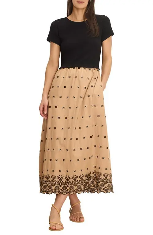 NIC+ZOE Embroidered Cotton Blend Dress - Neutral Multi