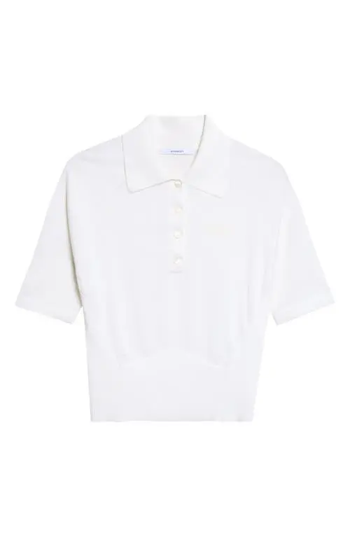 Givenchy Crop Short Sleeve Cotton & Silk Polo Sweater