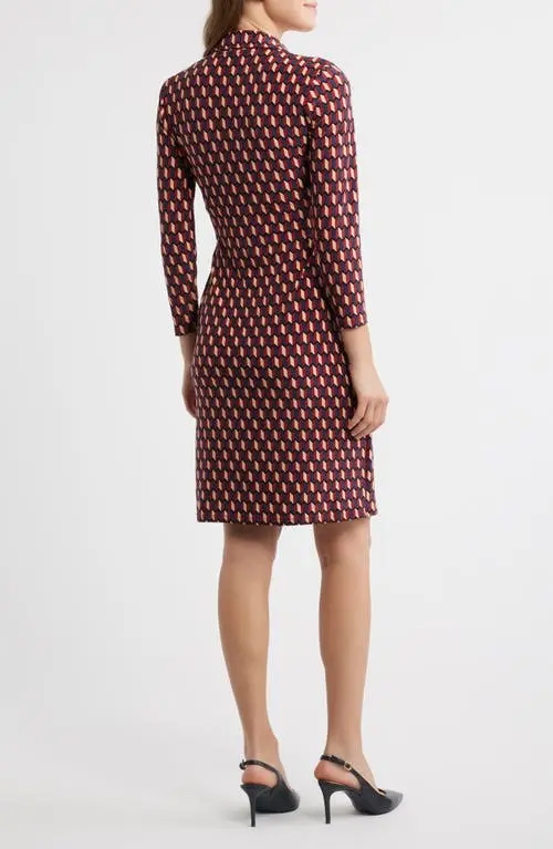 Anne Klein Geo Print Knit Wrap Dress