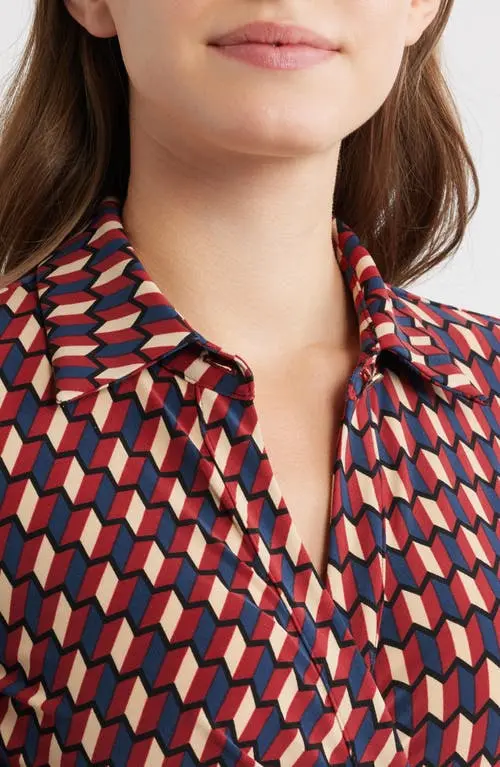 Anne Klein Geo Print Knit Wrap Dress