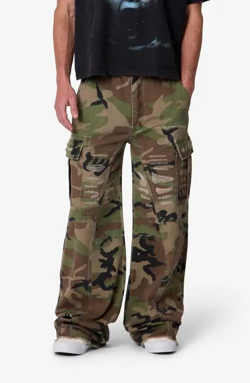 Mnml Distressed Camouflage Wide Leg Cargo Pants