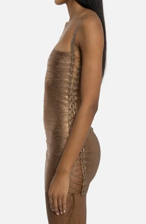 JADED LONDON Lace Up Metallic Minidress