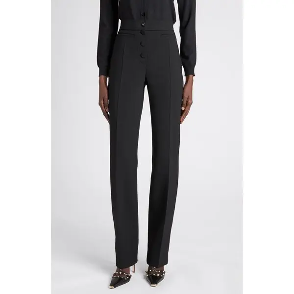 Valentino Garavani High-waist Wool Stretch Crepe Straight-leg Pants