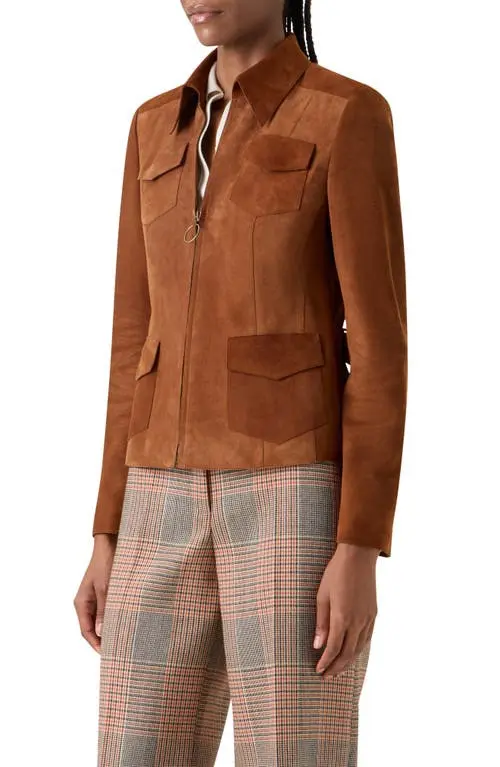 Akris Goatskin Suede Shirt Jacket