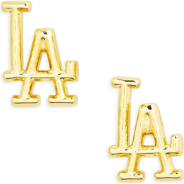 LUV AJ Los Angeles Dodgers Logo Stud Earrings - Gold