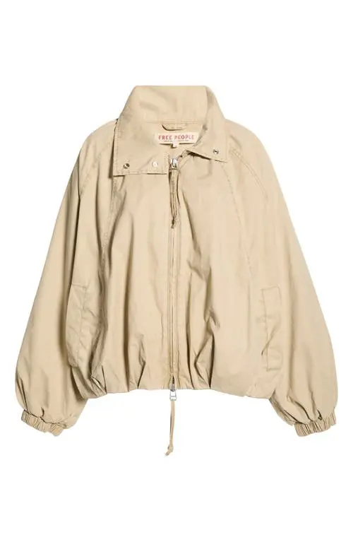 Free People Chelsea Jacket Relaxed Fit Zip-up With Funnel Neck - Oatmeal