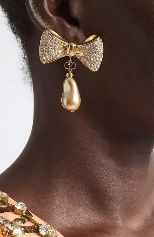 Valentino Garavani Bow Faux Pearl Drop Earrings
