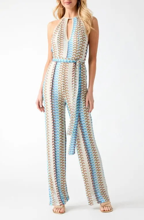 Guess Gianna Fearne Sleeveless Wide Leg Jumpsuit - Open White