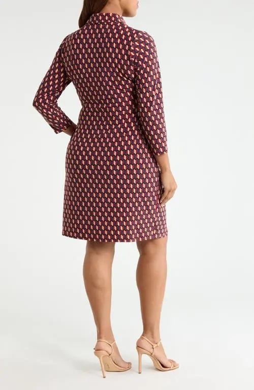 Anne Klein Geo Print Knit Wrap Dress