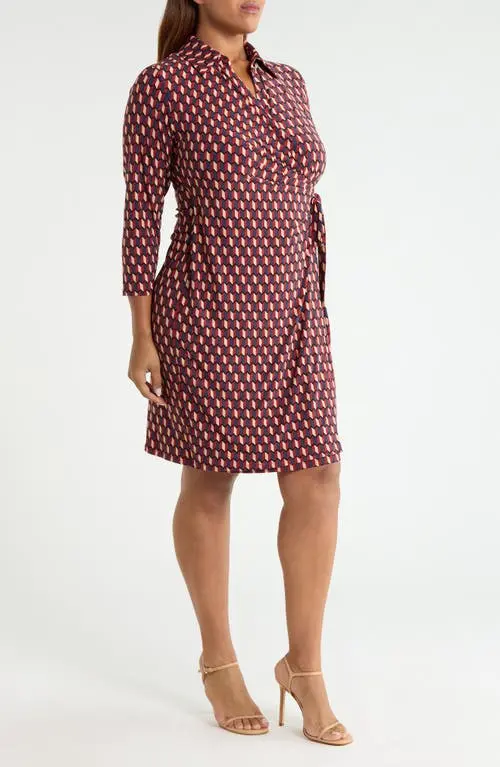 Anne Klein Geo Print Knit Wrap Dress