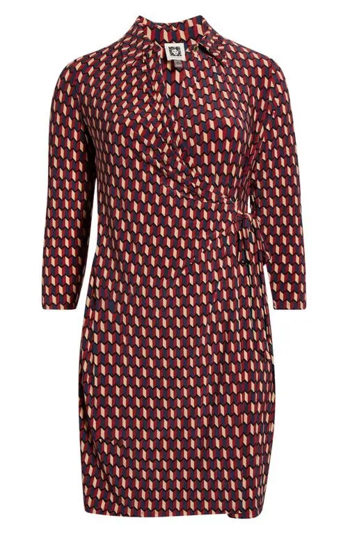 Anne Klein Geo Print Knit Wrap Dress