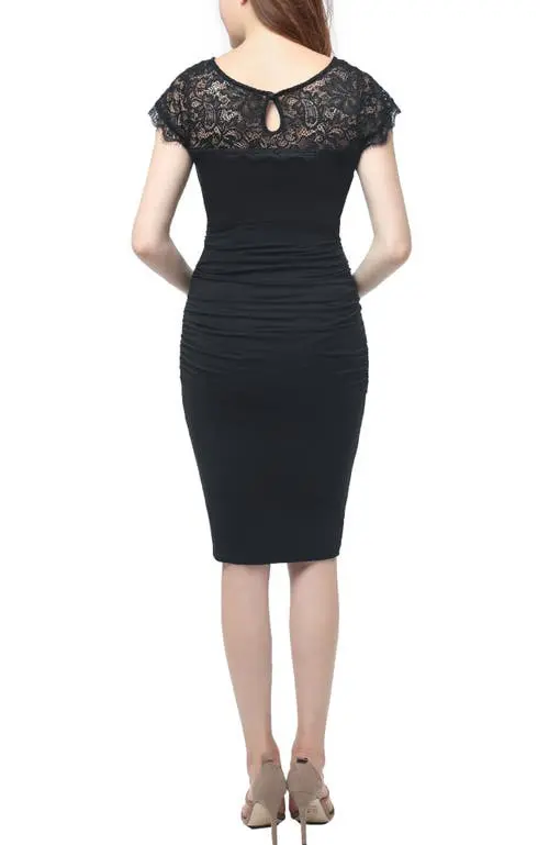 KIMI + KAI Morgran Lace Trim Body-con Maternity Dress - Black