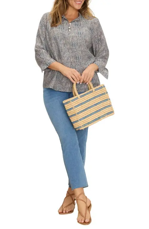 NIC+ZOE Sun Speckle Ruffle Neck Top