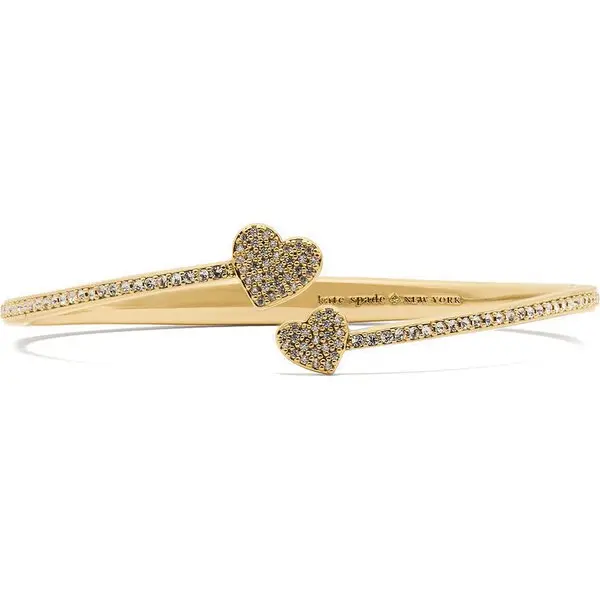 Kate Spade New York Pave Heart Open Hinge Cuff Bracelet - Clear/gold