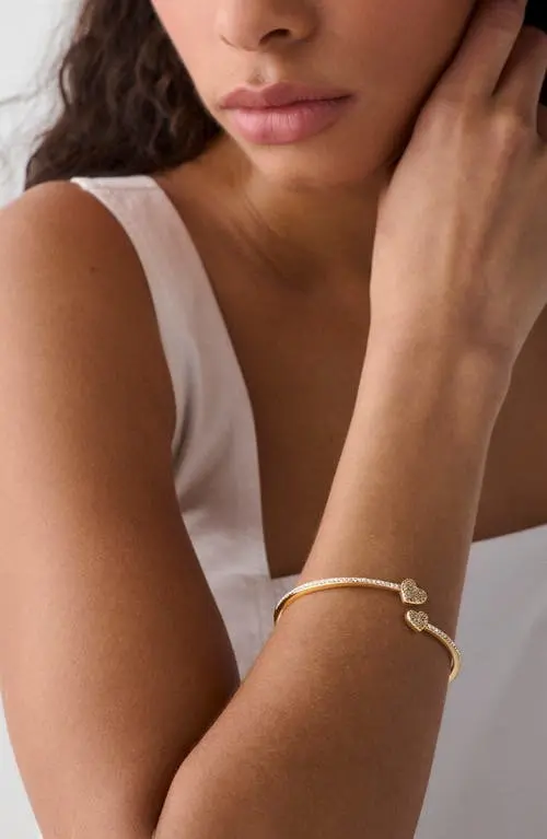 Kate Spade New York Pave Heart Open Hinge Cuff Bracelet - Clear/gold