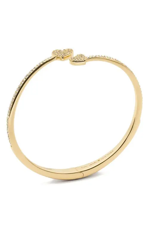 Kate Spade New York Pave Heart Open Hinge Cuff Bracelet - Clear/gold