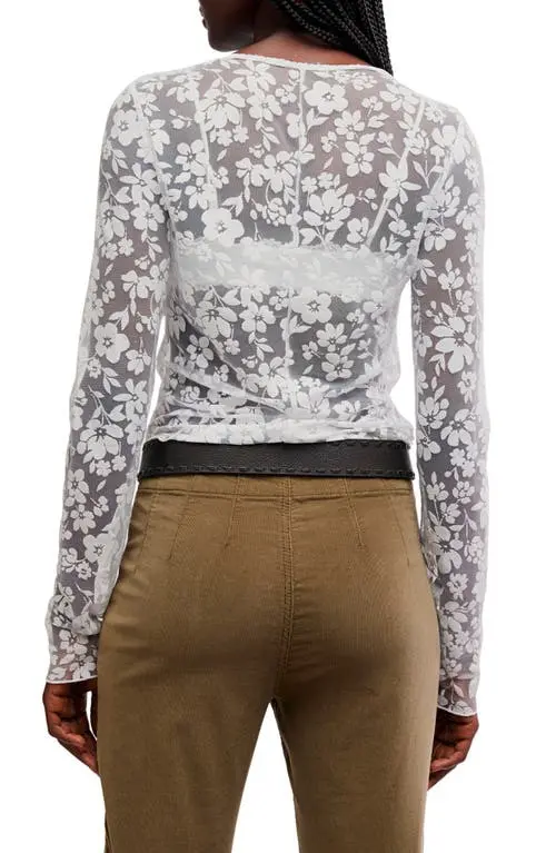 Free People Early Sunsets Floral Burnout Top - Ivory