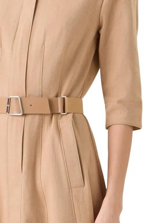 Akris Belted Stretch Denim Midi Dress