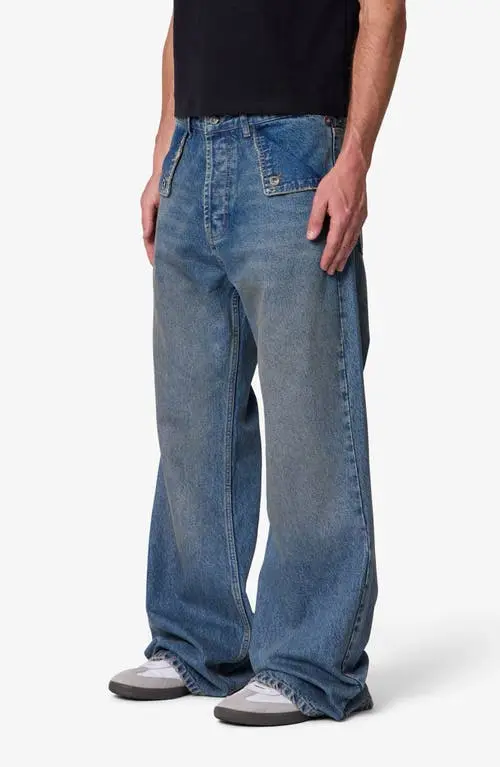 Mnml Mule Pocket Kick Flare Jeans - Washed Blue