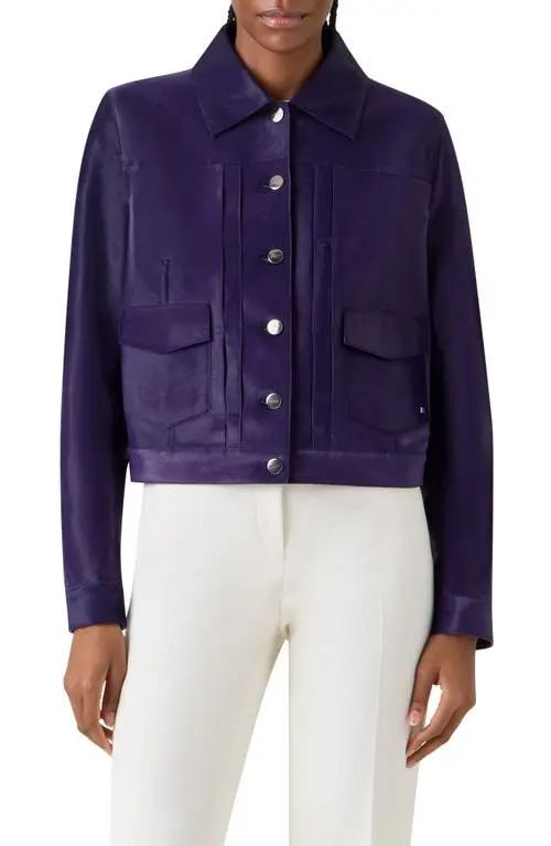 Akris Hilbert Suede Trucker Jacket - Purple