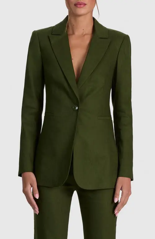 Alice + Olivia Breann Long Fitted Blazer - Dark Fern