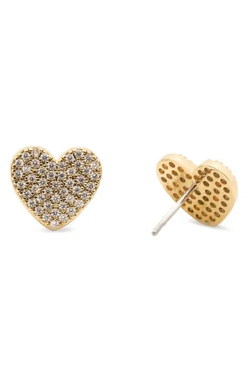 Kate Spade New York Pave Heart Stud Earrings - Clear/gold