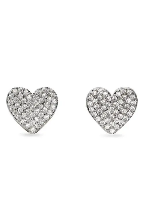 Kate Spade New York Pave Heart Stud Earrings - Clear/silver