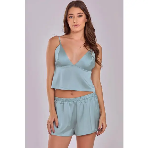 ICOLLECTION Satin Cami And Shorts Pajama Set
