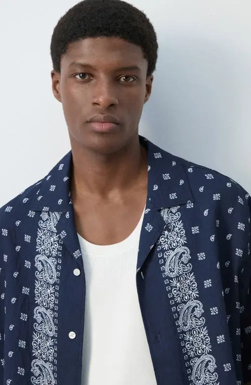 Mango Paisley Bandana Print Camp Shirt