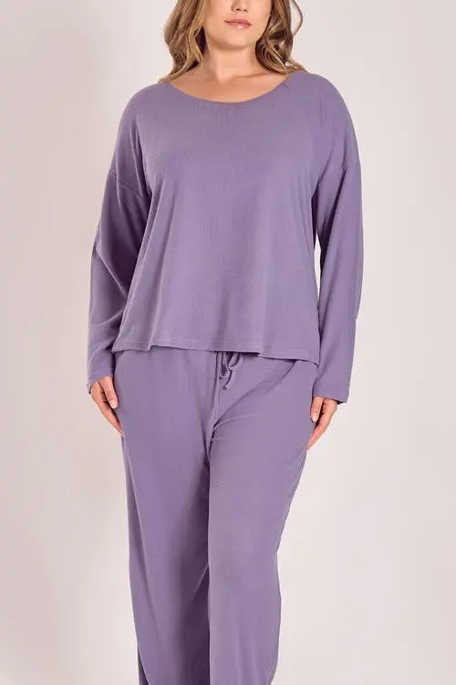 ICOLLECTION Waffle Knit Sleep Set With Drawstring Pants