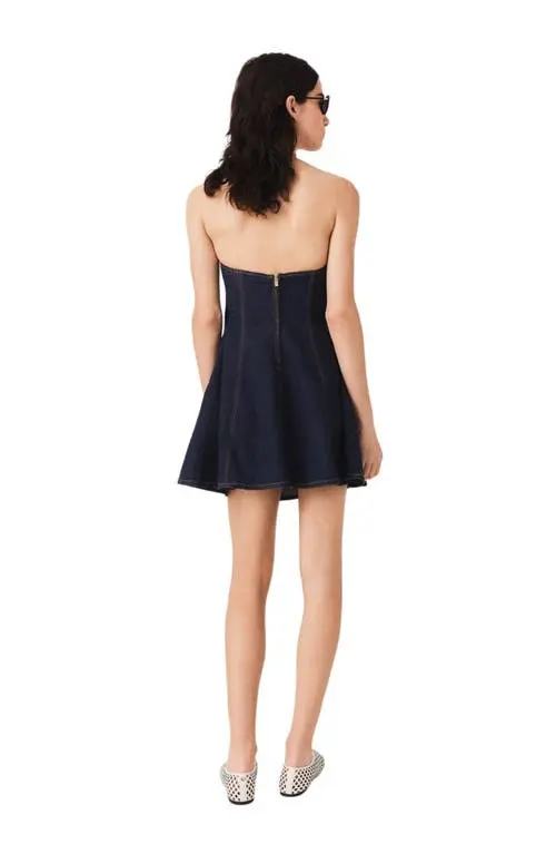 Maje Short Denim Dress With Brooch
