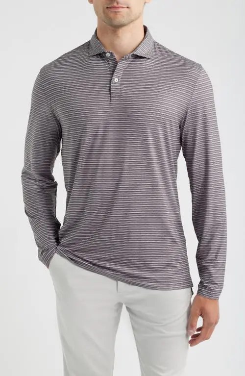 Johnnie-o Printed Track Stripe Long Sleeve Performance Polo - Black