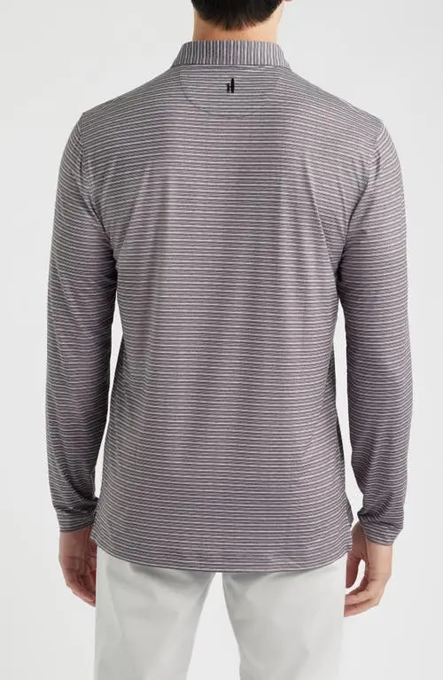 Johnnie-o Printed Track Stripe Long Sleeve Performance Polo - Black