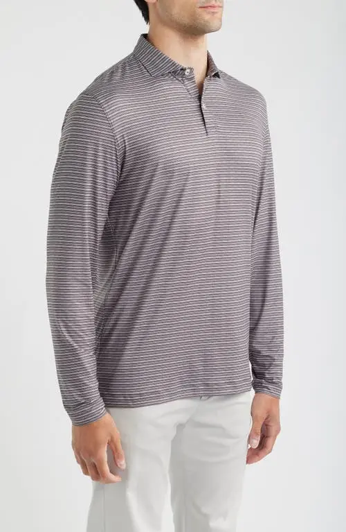 Johnnie-o Printed Track Stripe Long Sleeve Performance Polo - Black
