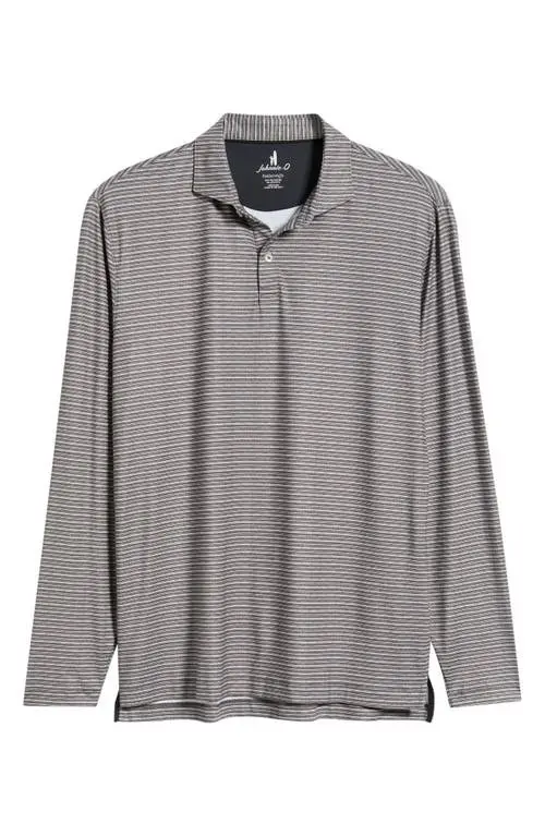Johnnie-o Printed Track Stripe Long Sleeve Performance Polo - Black