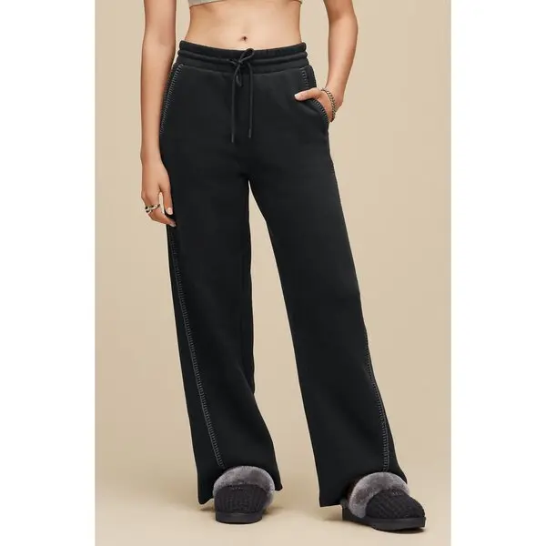UGG Classic Straight Leg Pants With Drawstring Waist - Black