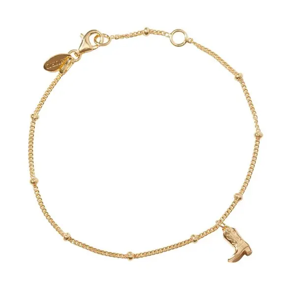 MURU Sterling Cowboy Boot Charm Bracelet - Gold