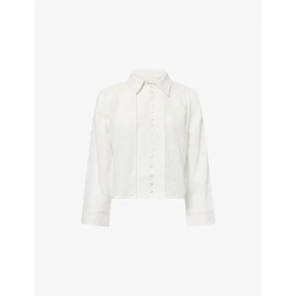 ME+EM Embroidered Cropped Cotton Blouse