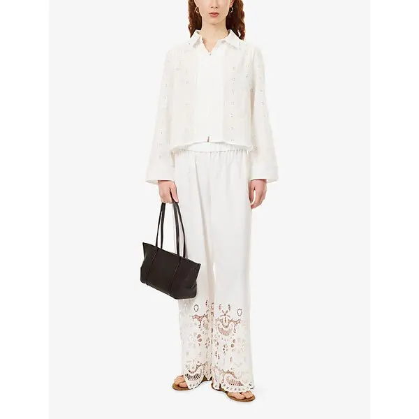 ME+EM Embroidered Cropped Cotton Blouse
