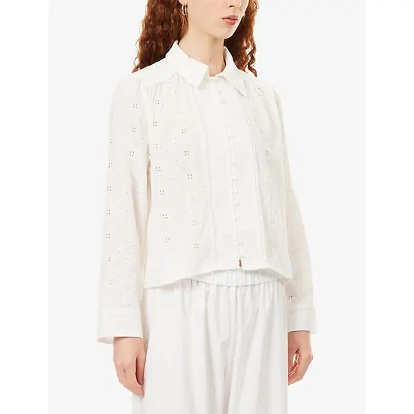 ME+EM Embroidered Cropped Cotton Blouse