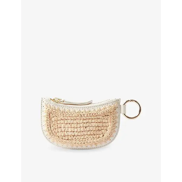 Claudie Pierlot Curved Raffia And Leather Purse - Ecru