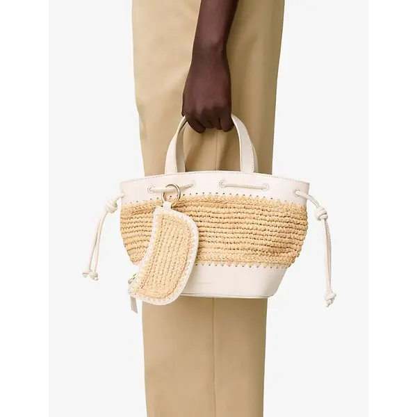 Claudie Pierlot Curved Raffia And Leather Purse
